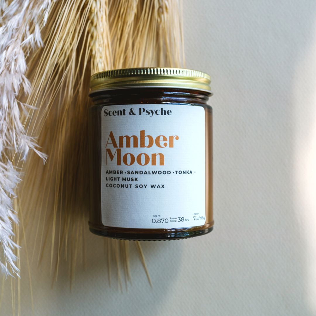 Amber Moon Scented Candle - 7oz Amber Jar – Scent and Psyche